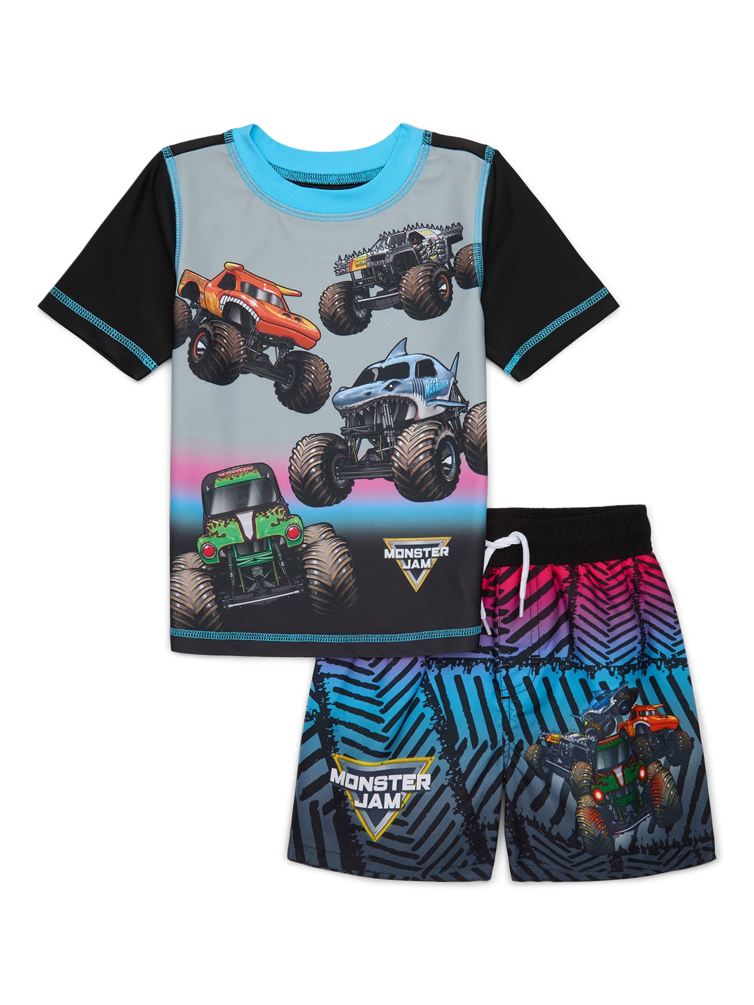 Character Toddler Boy Short- Sleeve Rash Guard and Swim Shorts Set, 2 ...