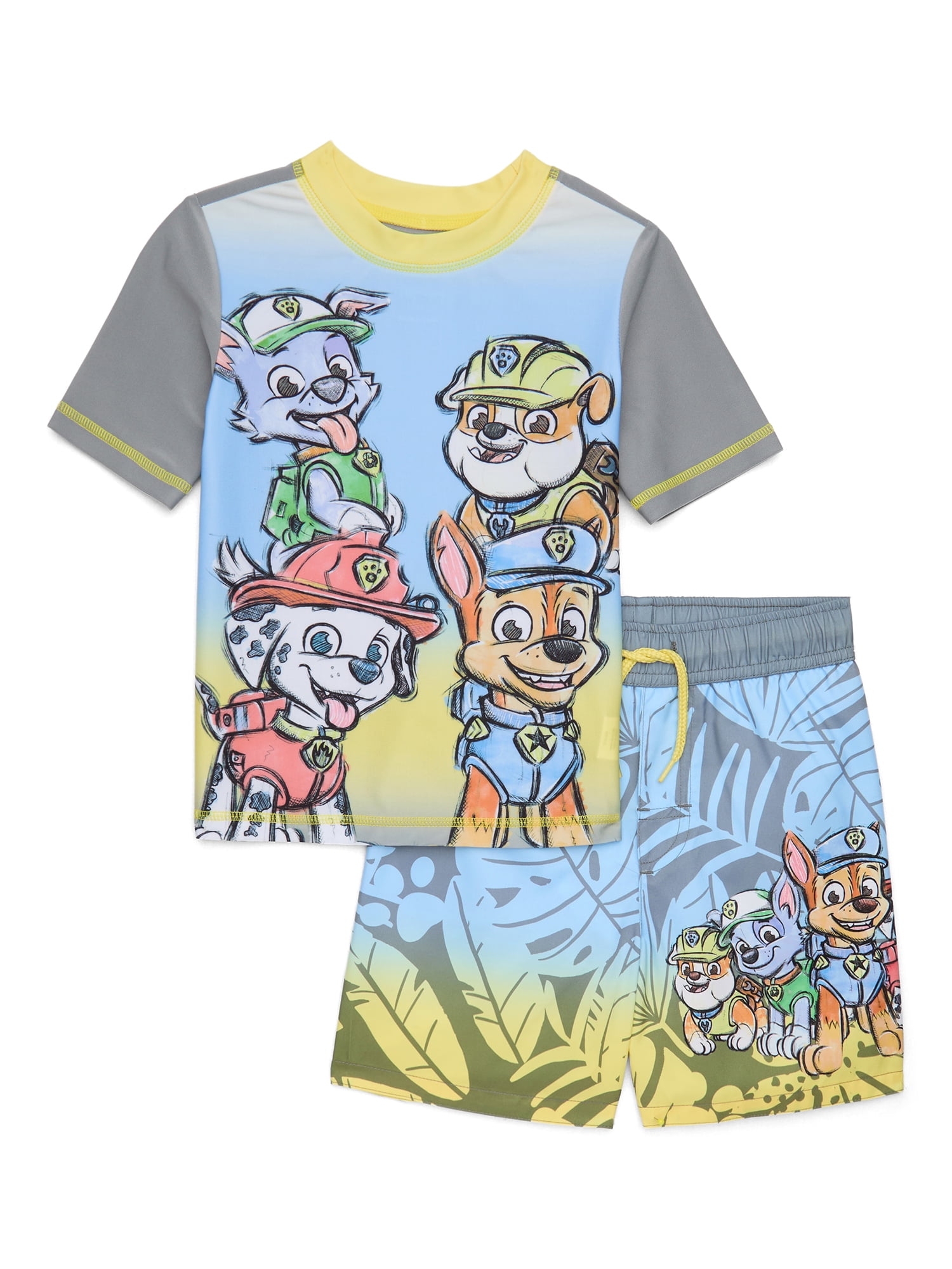 Character Toddler Boy Short- Sleeve Rash Guard and Swim Shorts Set, 2 ...