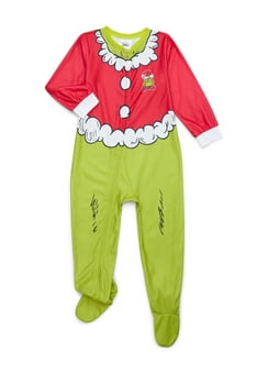 Dr. Seuss Women's The Grinch Who Stole Christmas Santa Fleece Buffalo Plaid Sleep Pajama 2 Piece ...