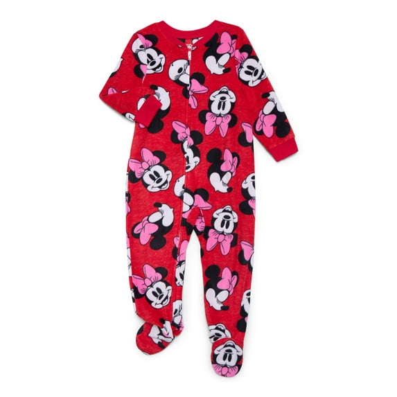 Minnie Mouse Toddler Girls' One Piece Sleeper with Long Sleeves, Sizes ...