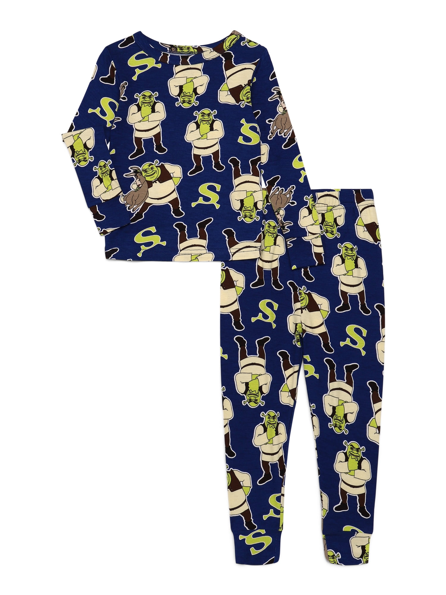 Shrek Toddler Unisex Long Sleeve Top and Pants, 2-Piece Pajama Set ...