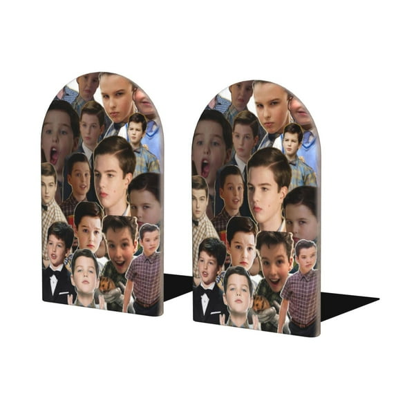 Character Young Sheldon Bookends Wood Book Divider Shelves Non-Skid ...