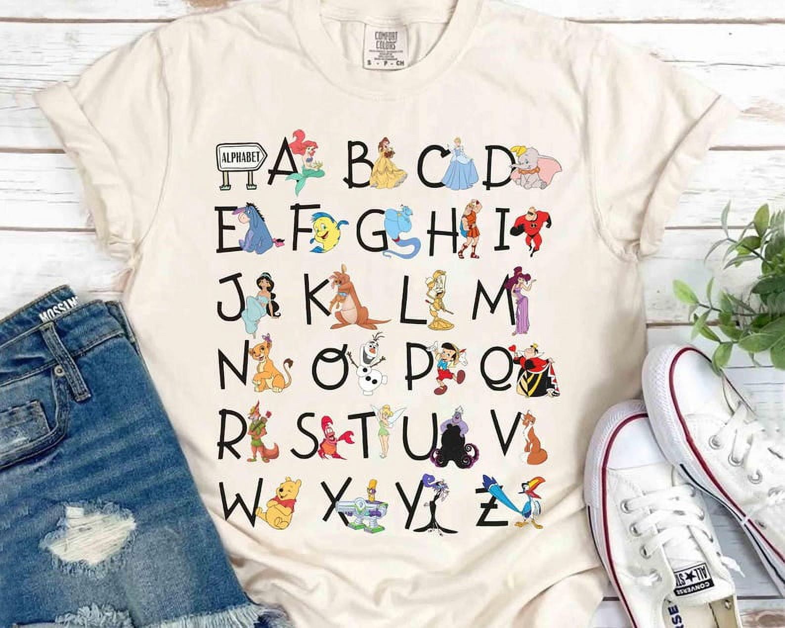 Characters Alphabet Teacher A to Z Matching Shirt, Kindergarten Teacher ...