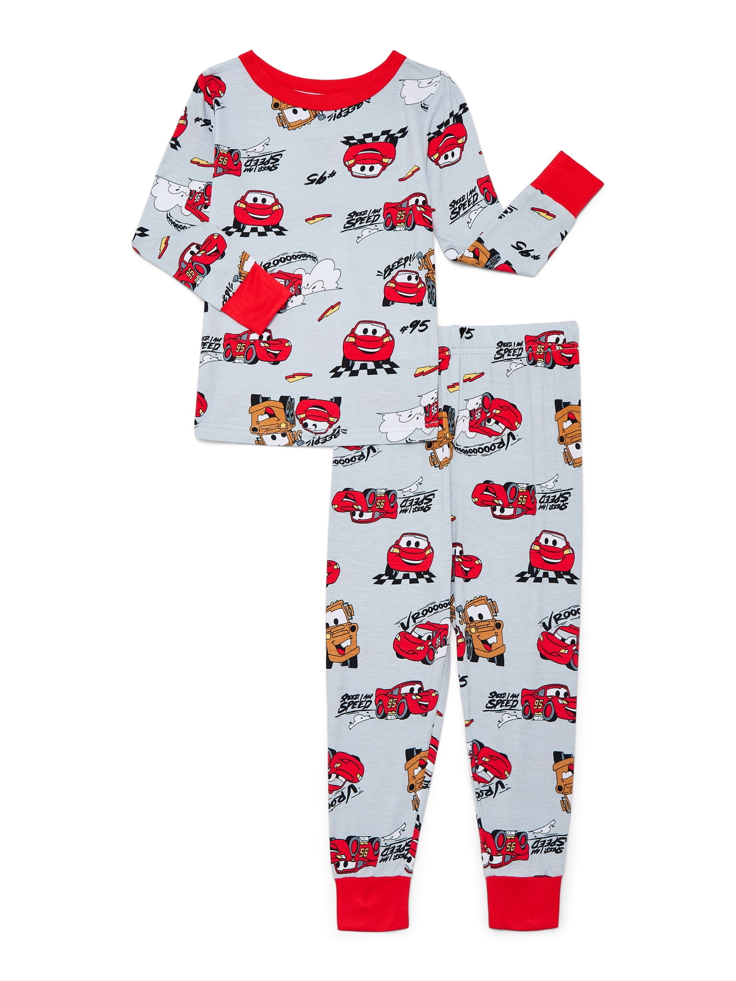Disney Cars Toddler Boys Long Sleeve Top and Pants Sleepwear Set, 2-Piece, Sizes 12M-5T ...
