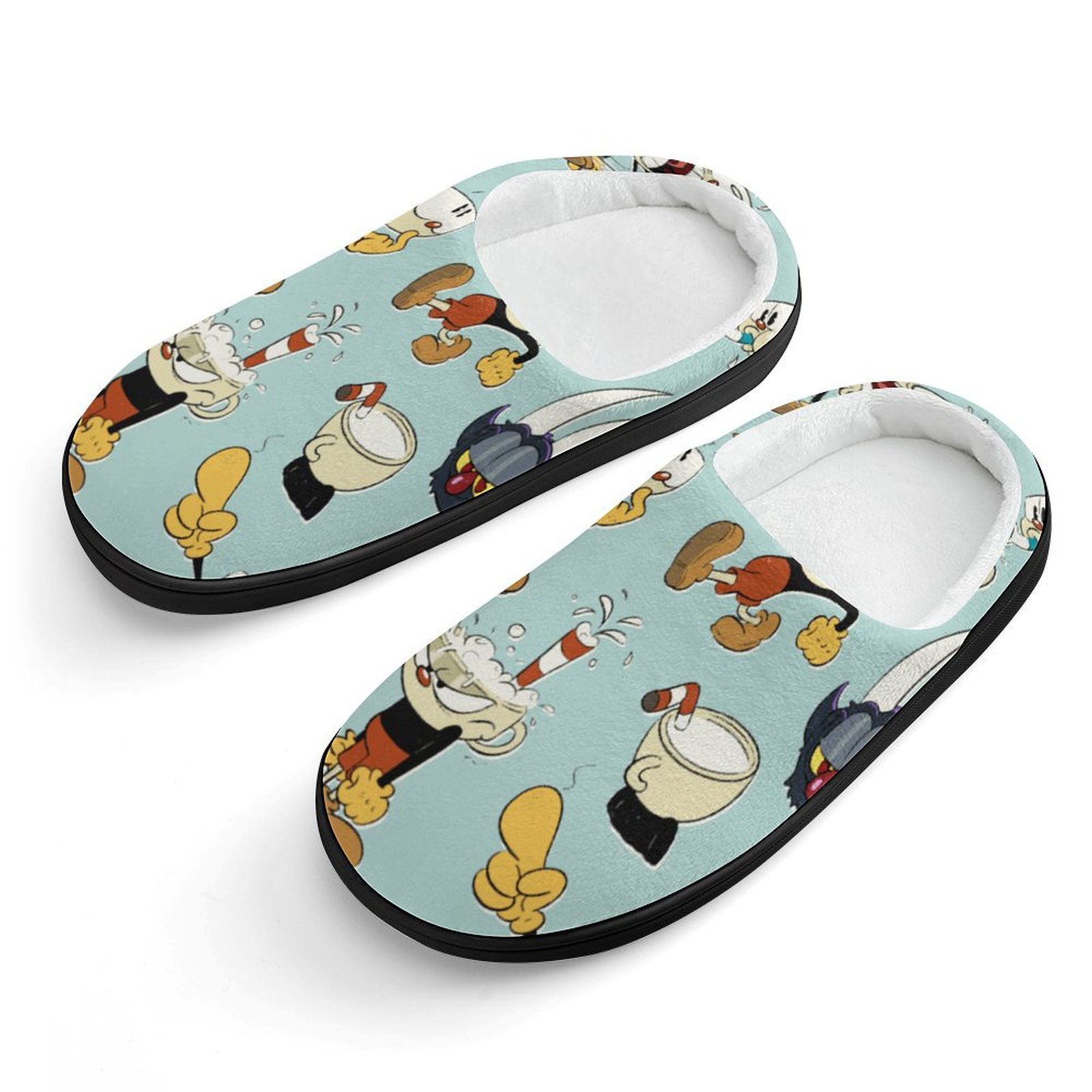 Characters Cuphead Show Kid's Cotton Slippers Winter Warm Soft Plush ...