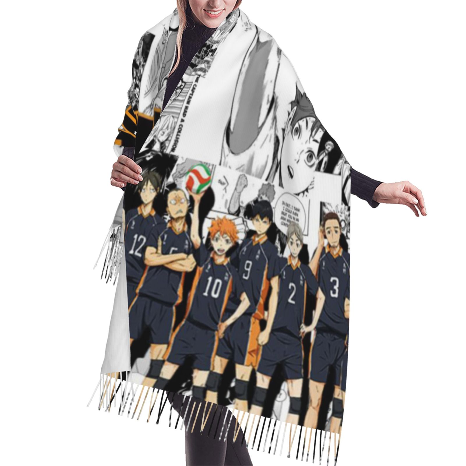 Characters Haikyu!! Fringed Scarf Wrap Long Soft Winter Warm Tassel ...