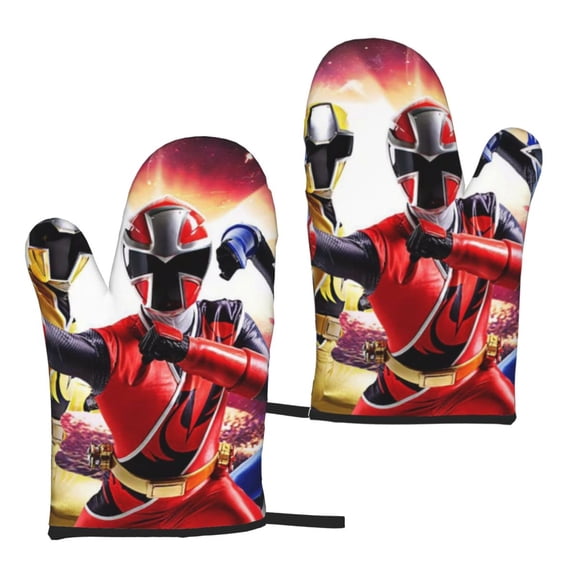 Characters Power Rangers Microwave Gloves Heat Resistant Oven Mitts Set ...