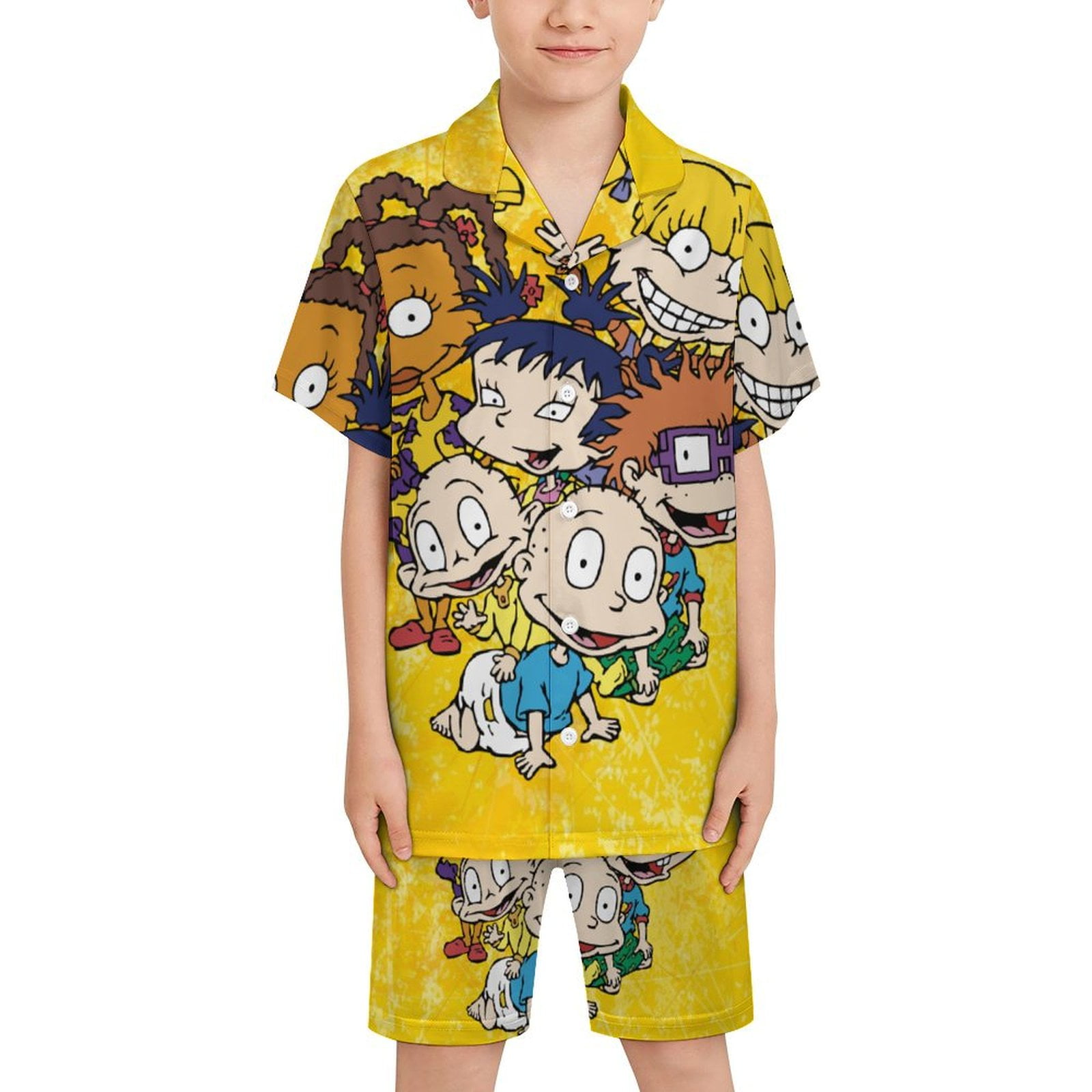 Characters Rugrats Kid's Pajama Set Cuban Collar Short Sleeve Button ...