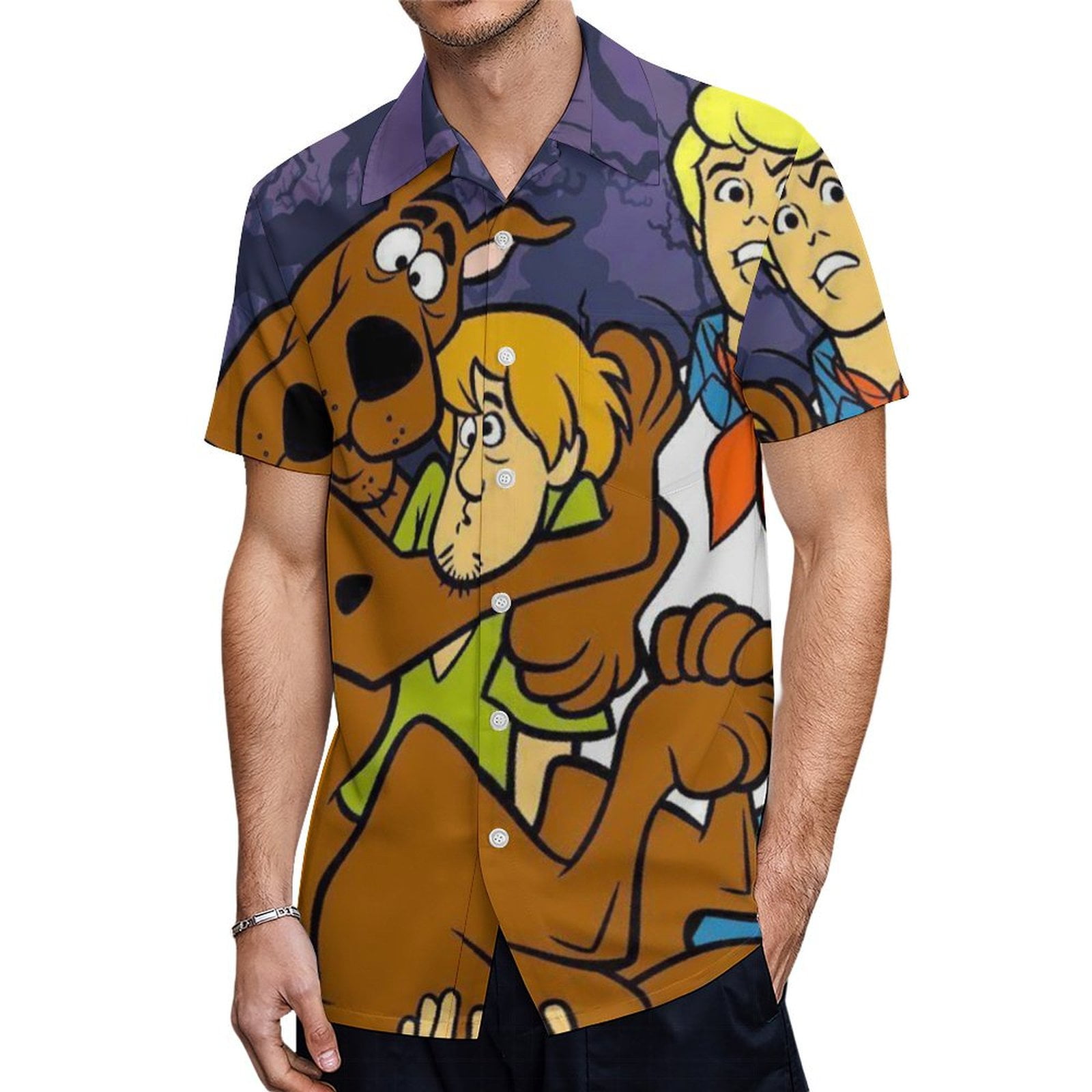 Characters Scooby Doo Men's Casual Button-Down Shirts Summer Short ...