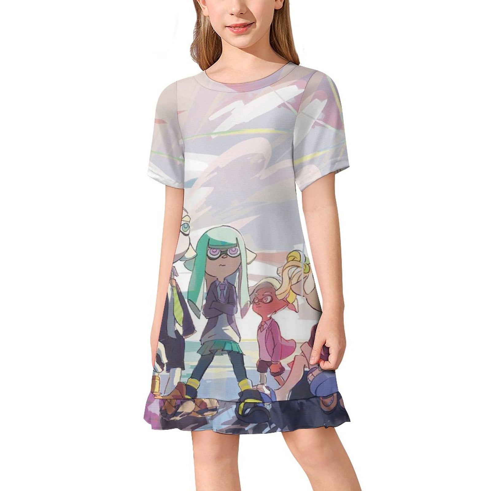 Characters Splatoon Game Children's Short Sleeved Dress 3D Printed ...