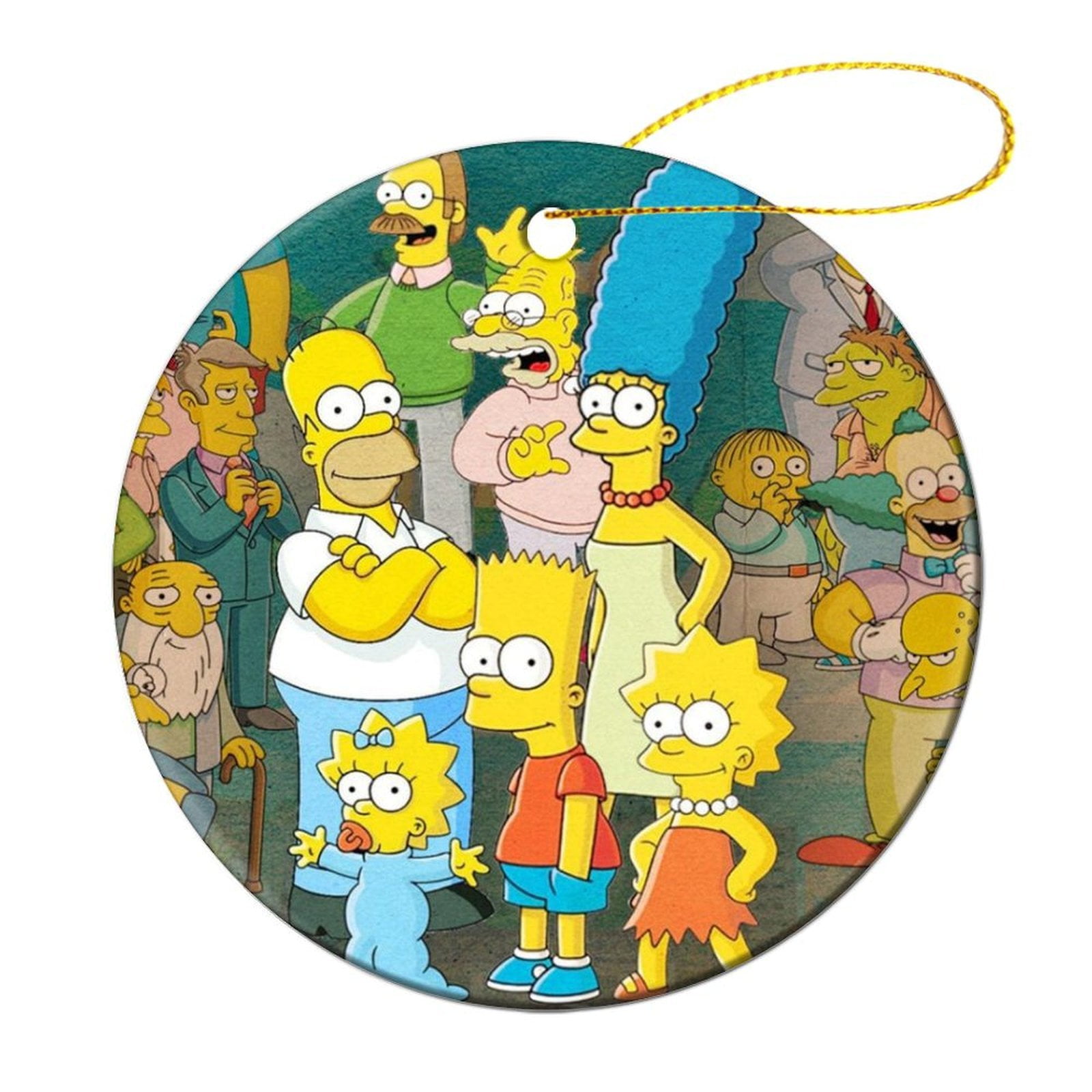 Characters The Simpsons Round Christmas Tree Hanging Decor Ceramic Xmas ...