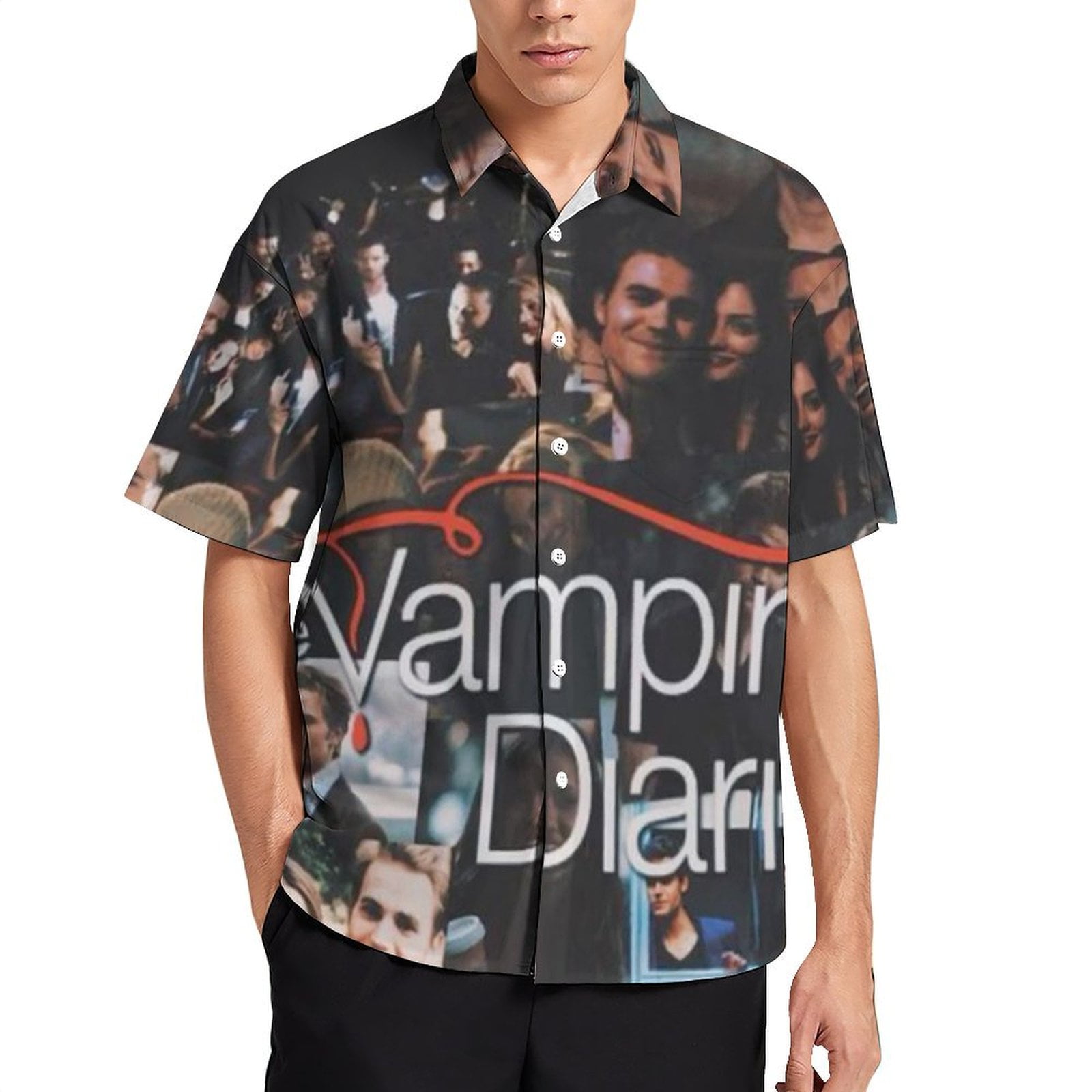 Characters The Vampire Diaries Men's Button-Down Shirts Daily Casual ...