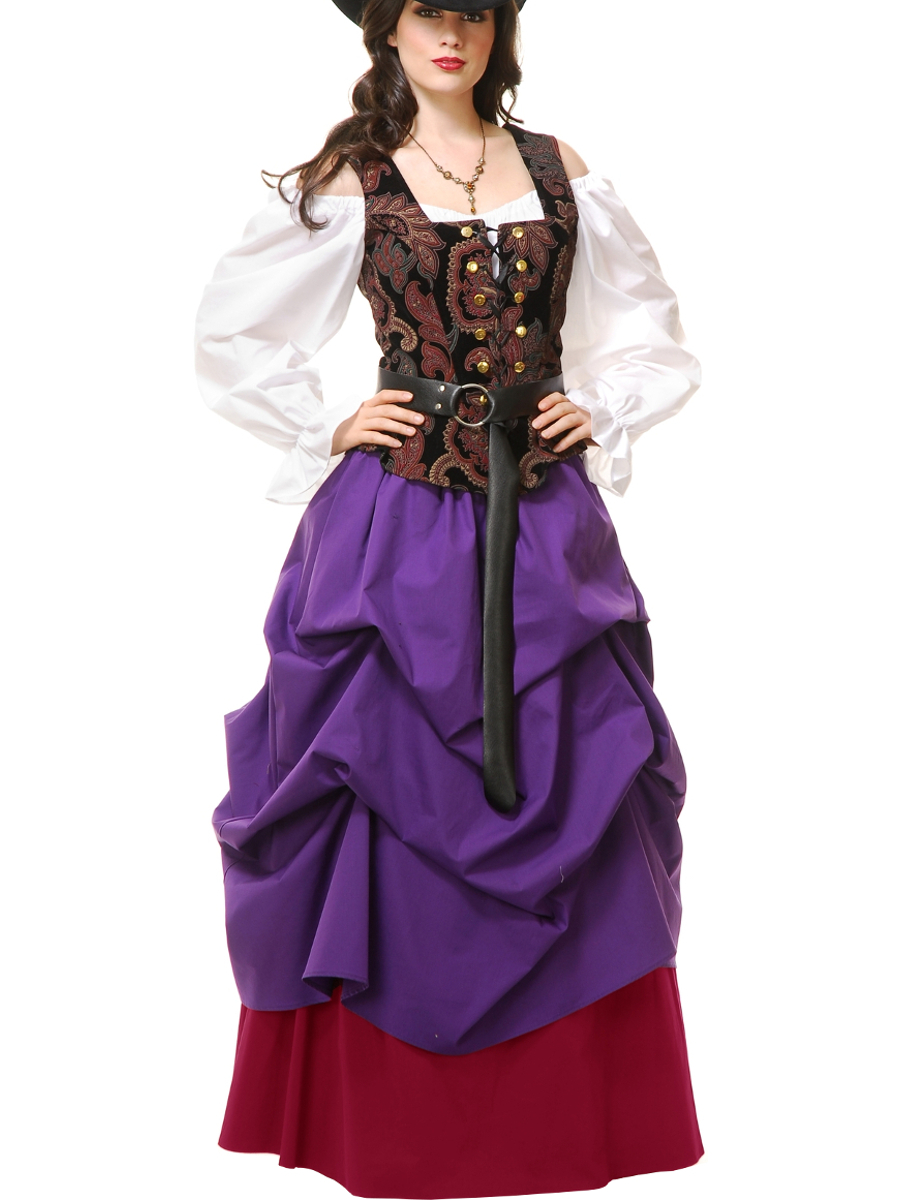 Charades Costumes Women's Purple And Wine Country Wench Lady Western ...