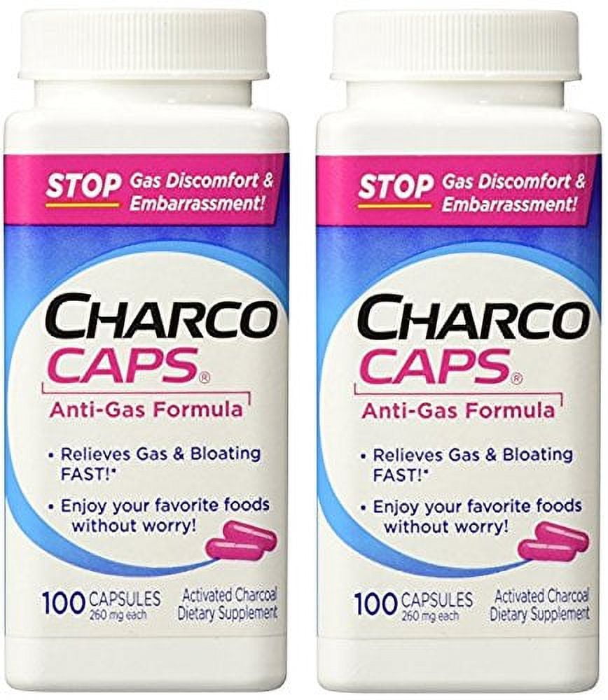 CharcoCaps Anti-Gas Formula Capsules, 100 Count (Pack of 2) - Walmart.com