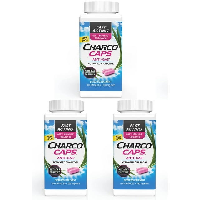 CharcoCaps Anti-Gas Formula, Stomach Relief Medicine, Pills for ...