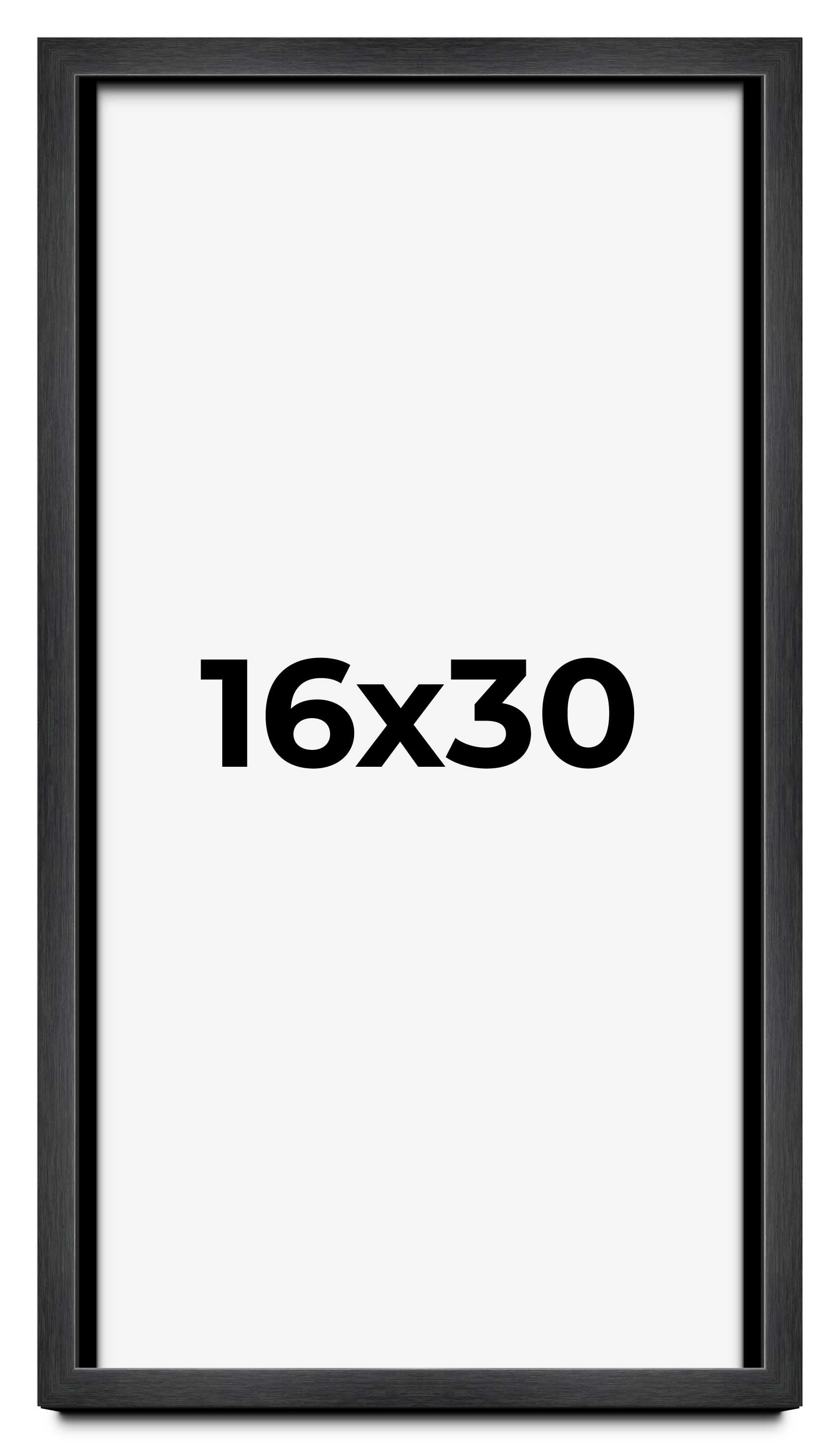 Charcoal 16x30 Shadow Box Solid Wood Display Frame with White Acid-Free ...