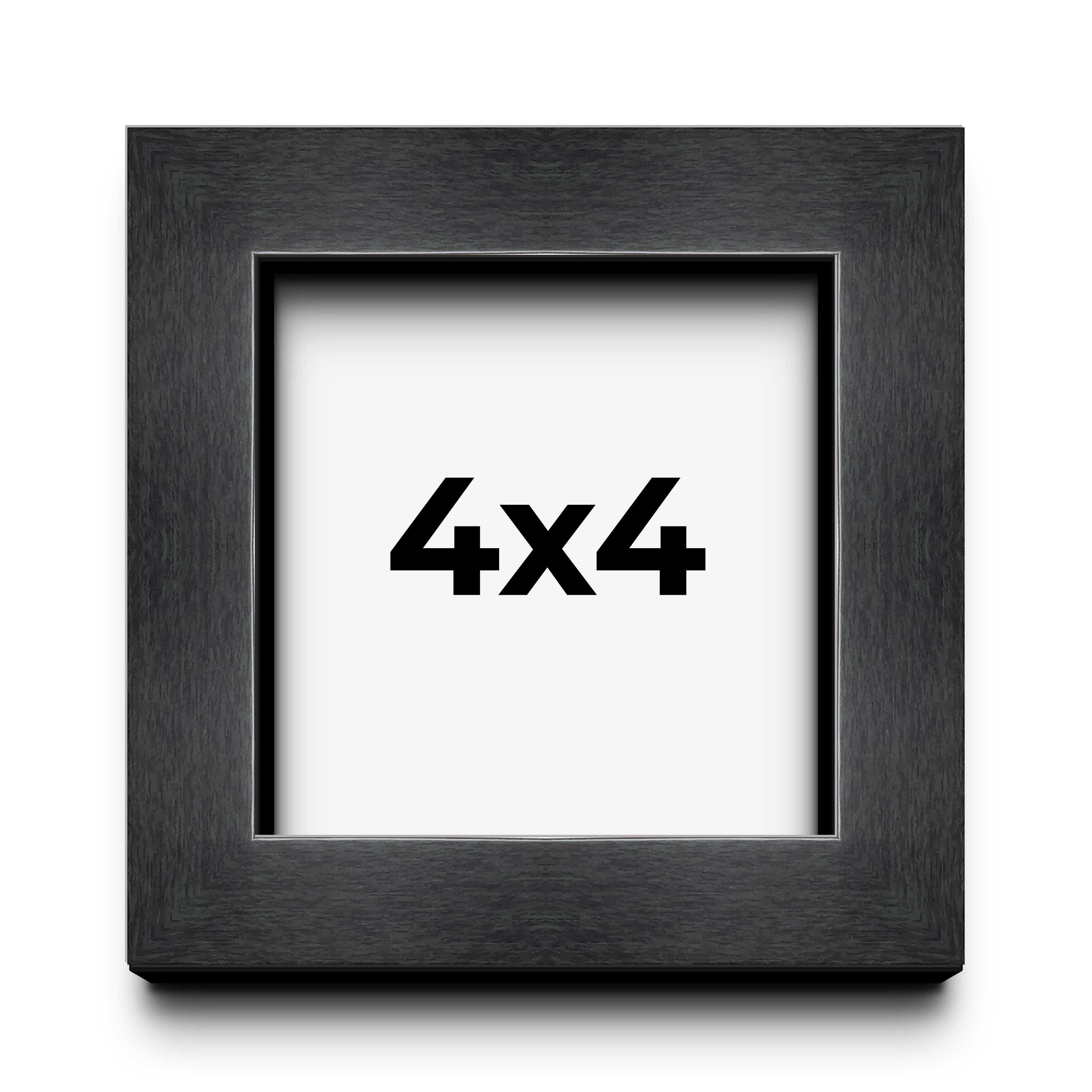 Charcoal 4x4 Small Shadow Box Picture Wooden Frame with White Acid-Free ...