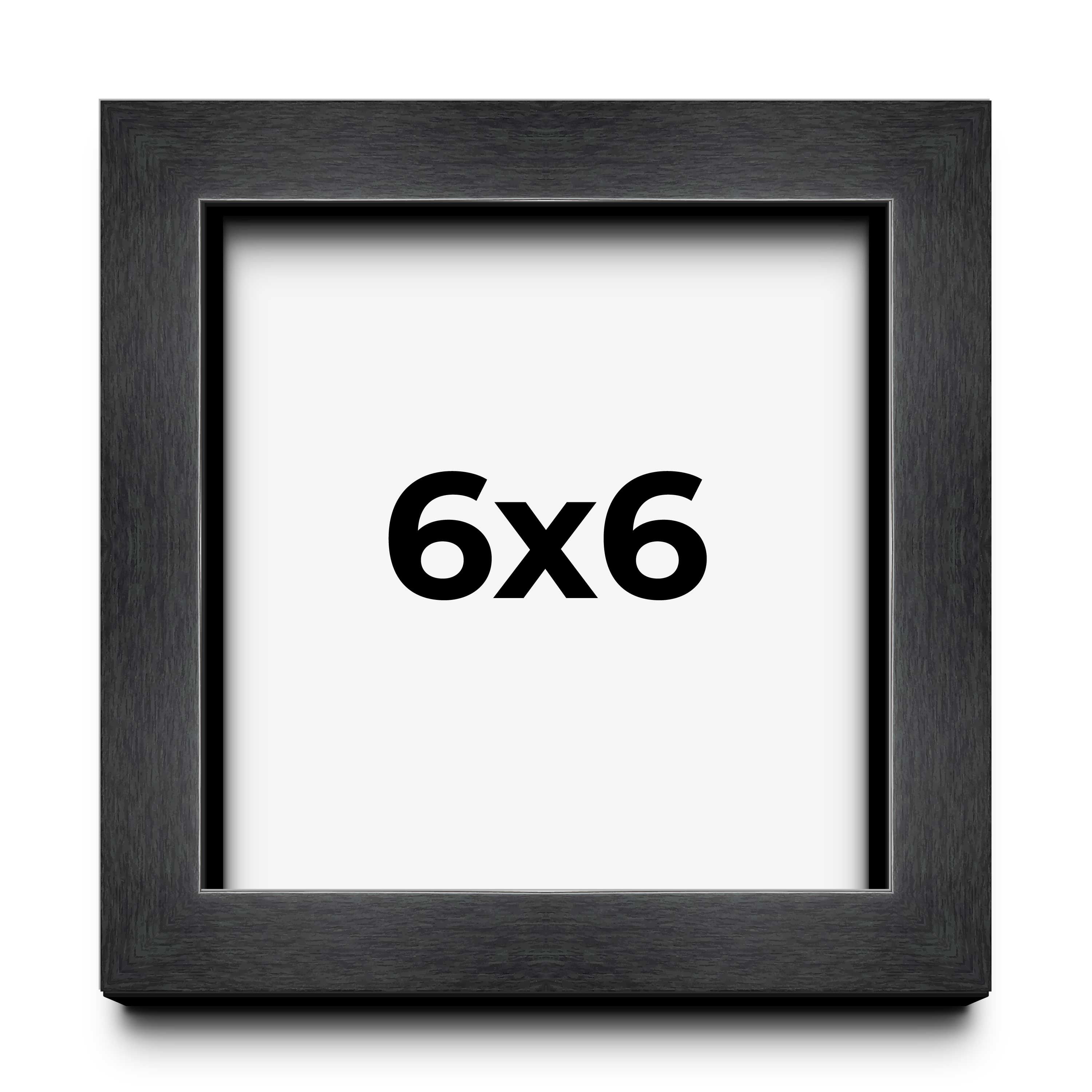 Charcoal 6x6 Small Shadow Box Picture Wooden Frame with White Acid-Free ...