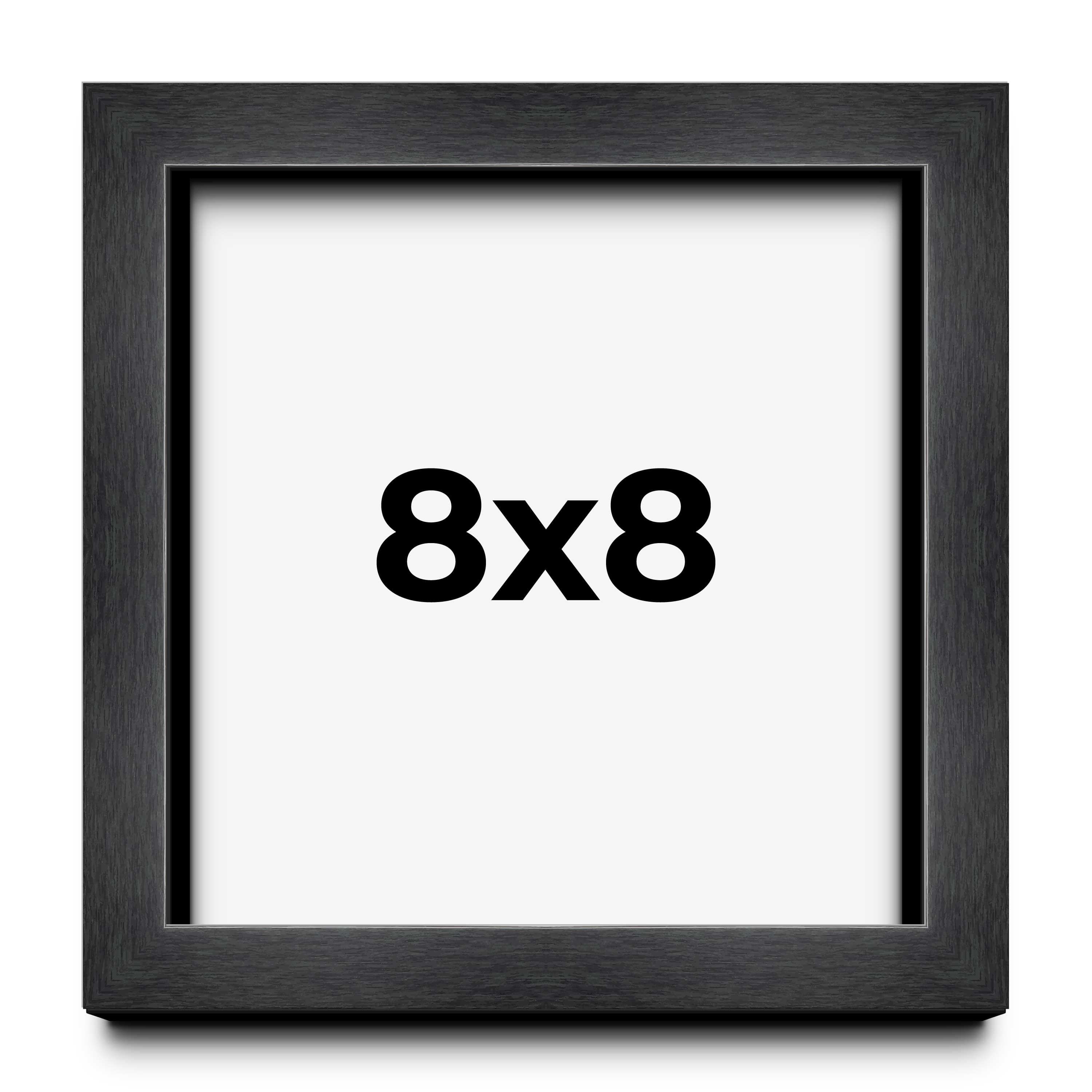 Charcoal 8x8 Shadow Box Solid Wood Picture Frame with White Acid-Free ...