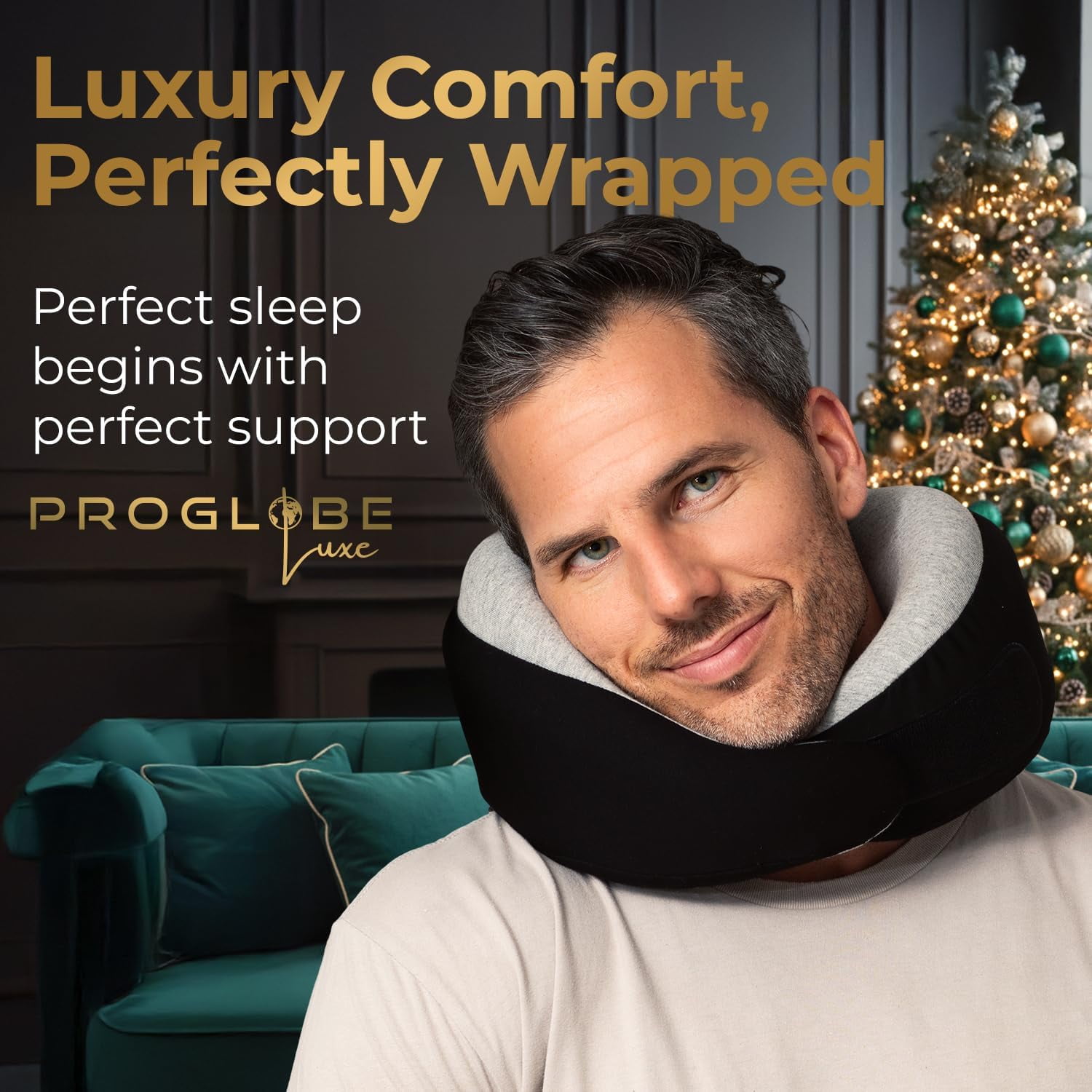Charcoal Black Memory Foam Travel Neck Pillow for Airplanes, Compact ...