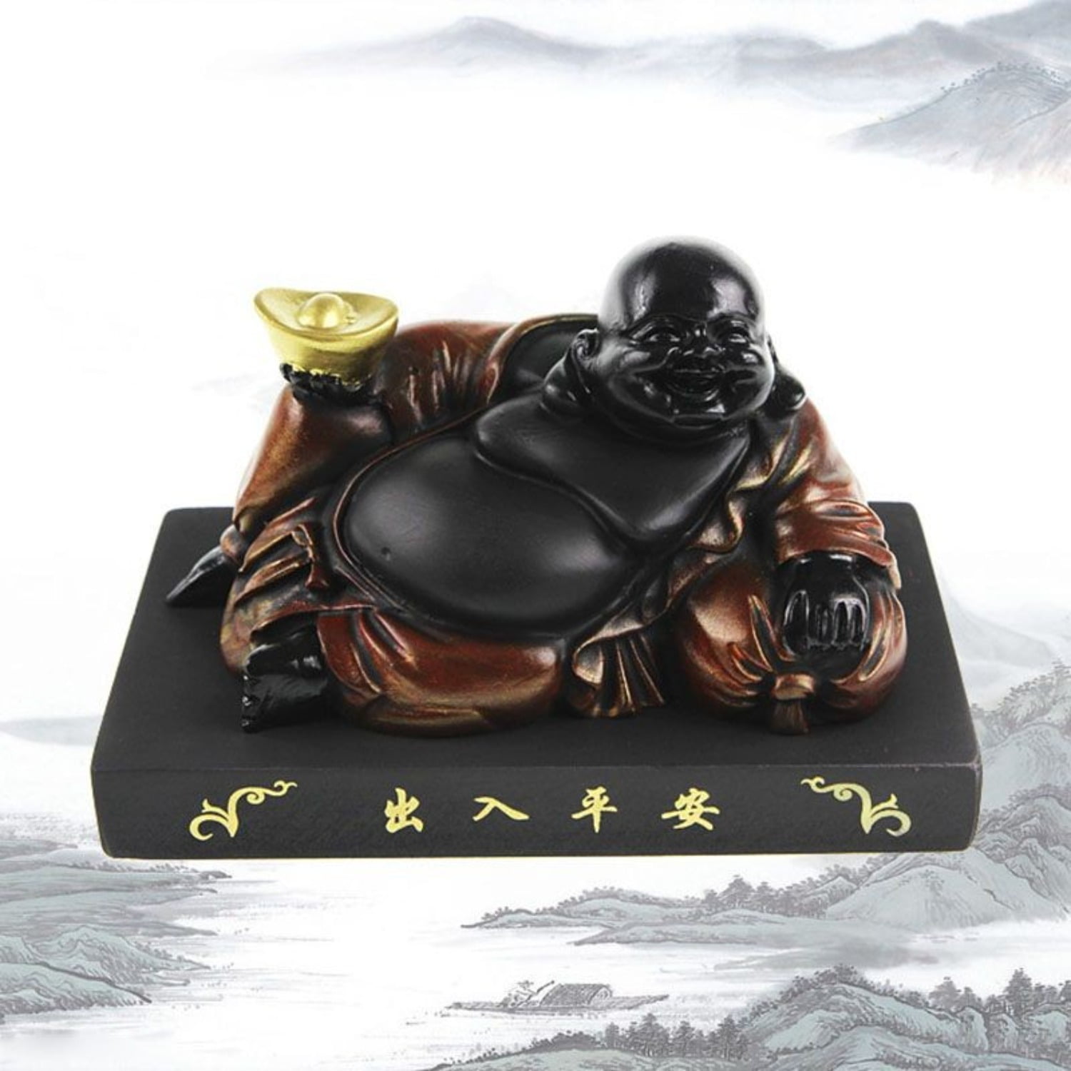 Charcoal Carving Laughing Buddha Car Dashboard Ornament Wealth Figurine ...