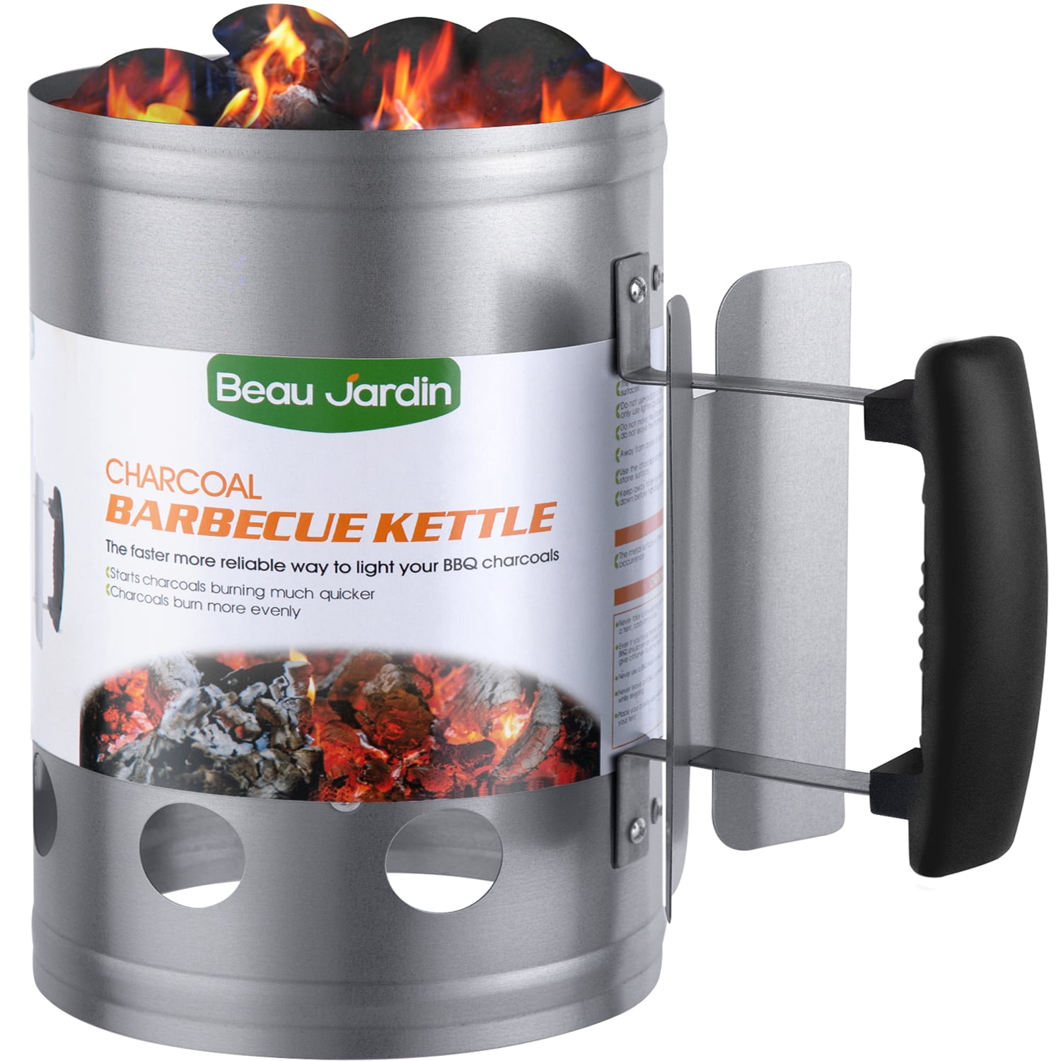 Charcoal Chimney Starter 11"X7" Grill Barbecue BBQ Galvanized Steel ...