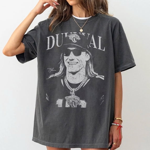 Charcoal Duuuval Trevor Lawrence Football Vintage Shirt, S-5XL ...