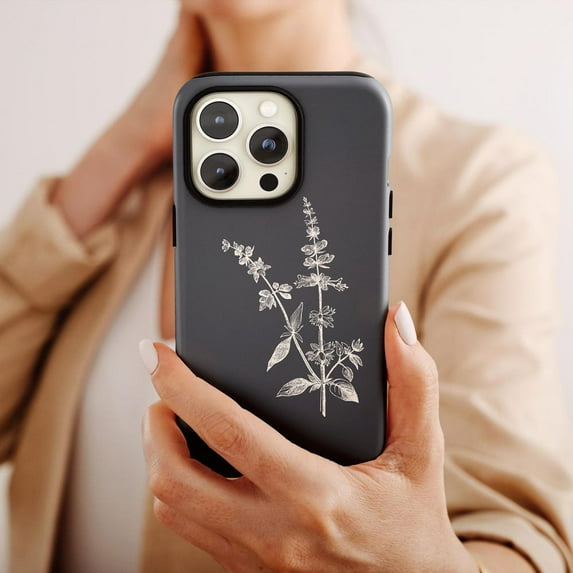 Charcoal Gray Botanical Plant Themed Phone Case 17 16 15 14 13 12 11 ...