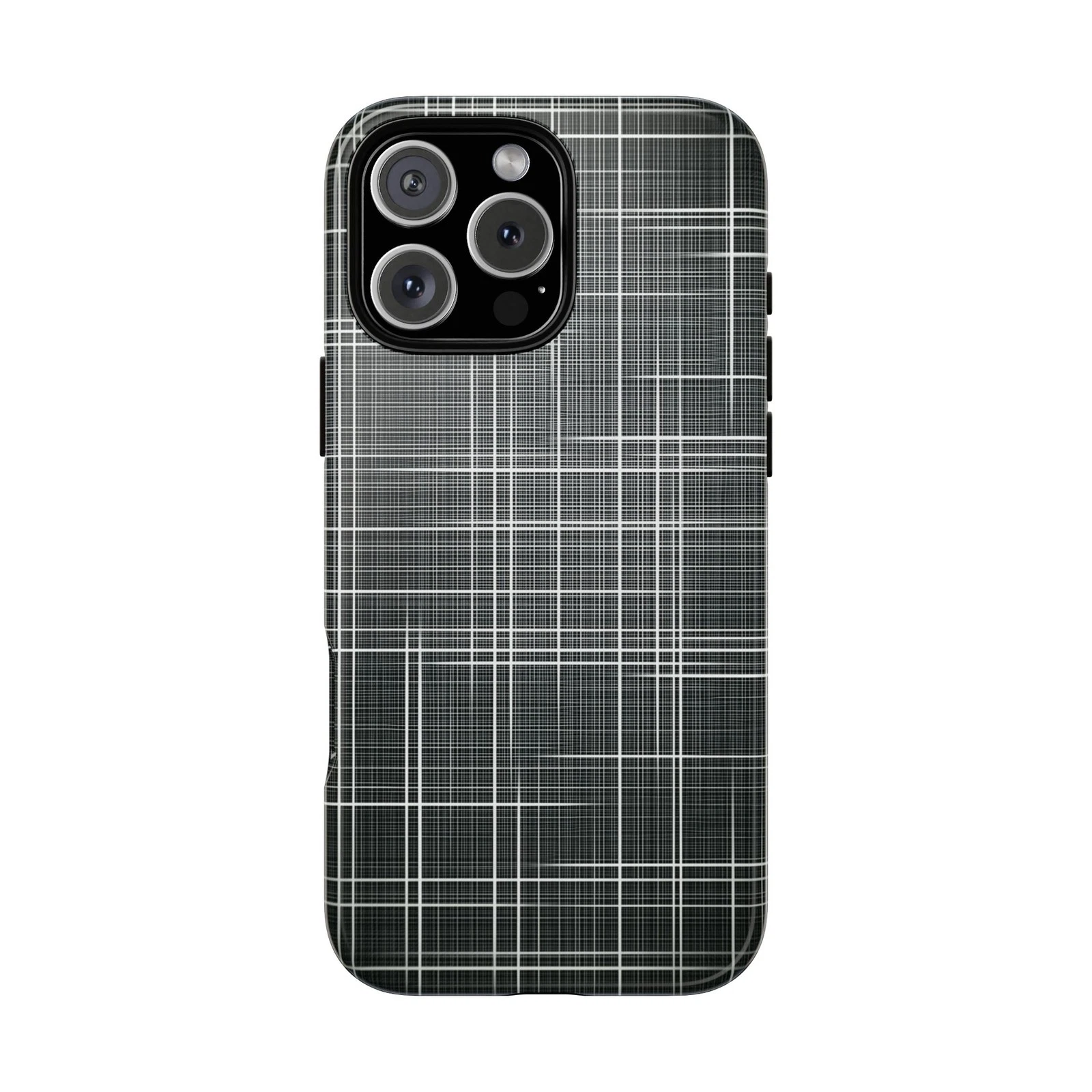 Charcoal Gray Grid Line Minimal Design iPhone Case for iPhone 17 to 11 ...