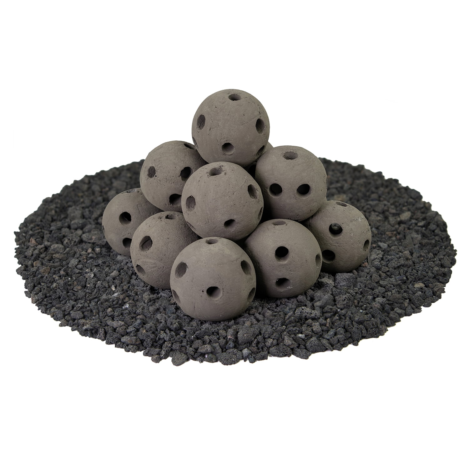 Charcoal Gray, Hollow Ceramic Fire Balls | 4" Set of 14 - Walmart.com