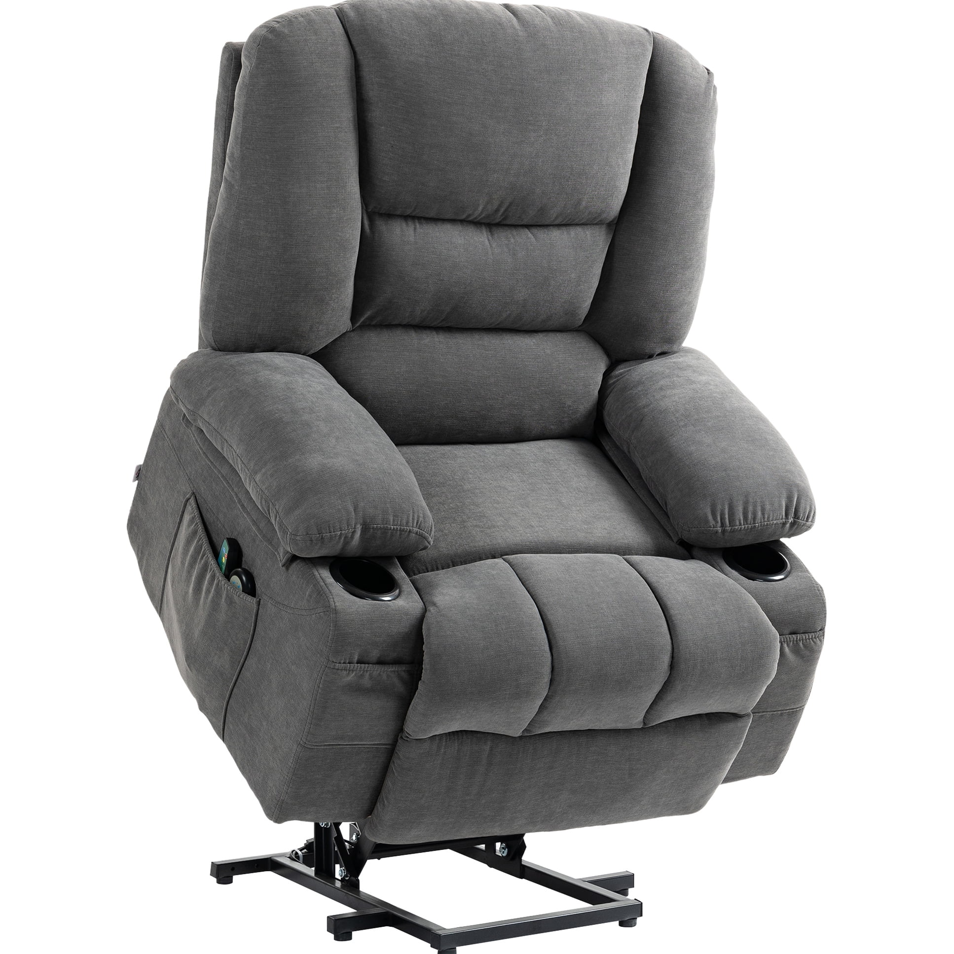 Charcoal Gray Lift Chair With Vibration And Heat. Elderly- Recliner. 45 ...