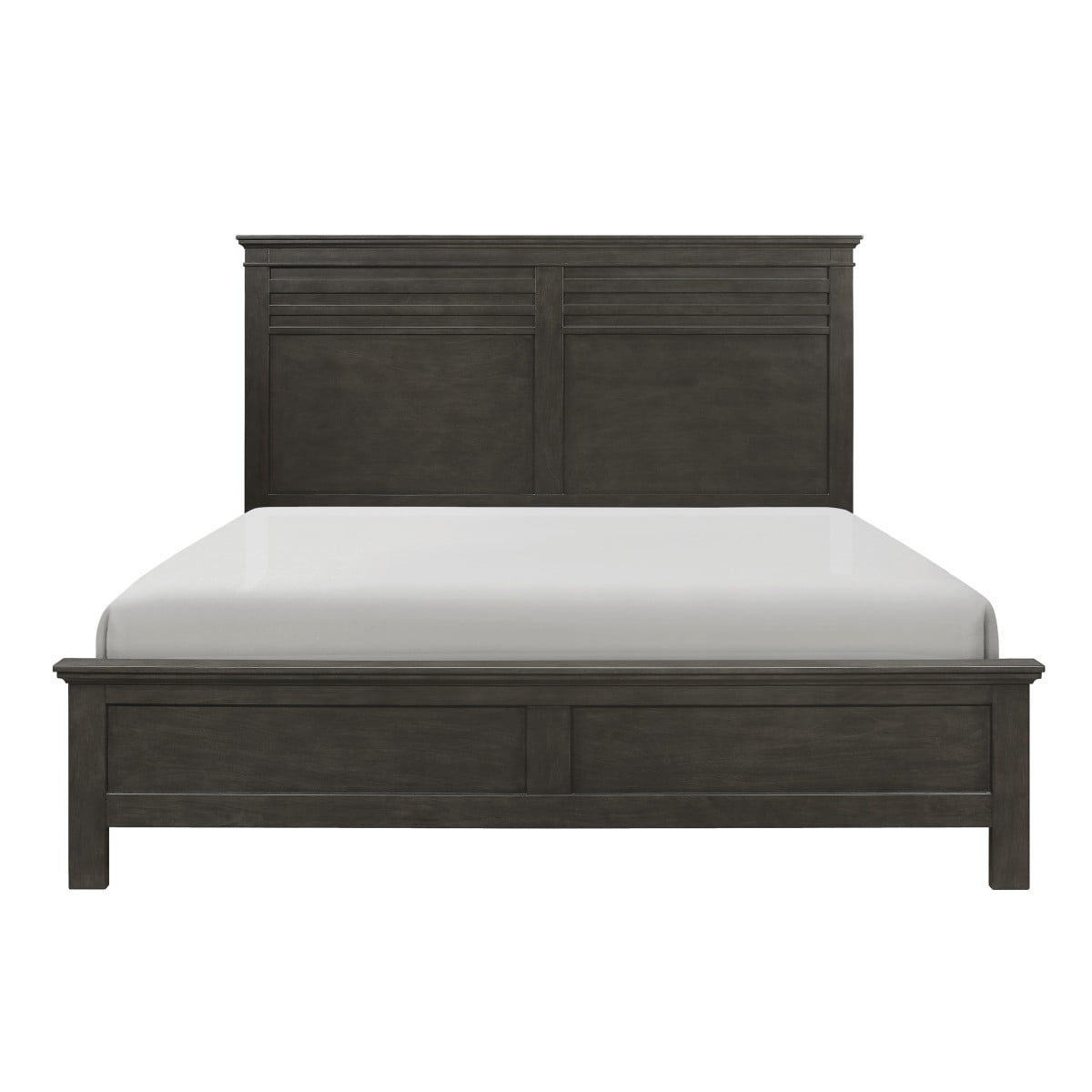 Charcoal Gray Transitional Queen Panel Bed Frame - Solid Wood & Okume ...
