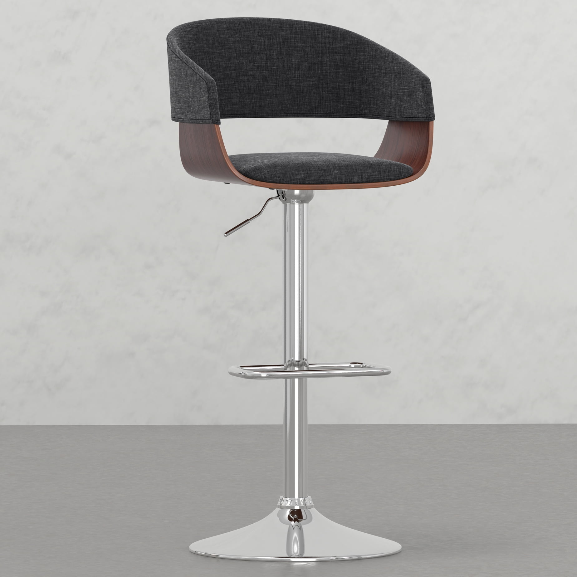 Charcoal Grey Bar Stool With Adjustable Height For Office - Swivel ...