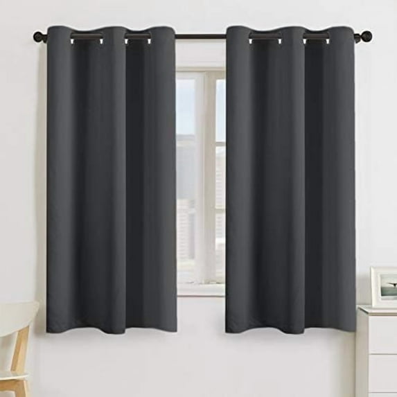 Charcoal Grey Blackout Curtain Panels for Bedroom, Thermal Insulated ...
