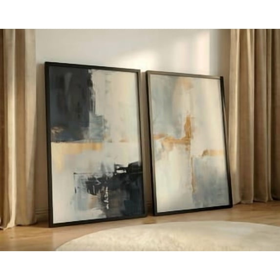 Charcoal Grey Gold Tone Art Prints, Moody Industrial Diptych, Wabi Sabi ...