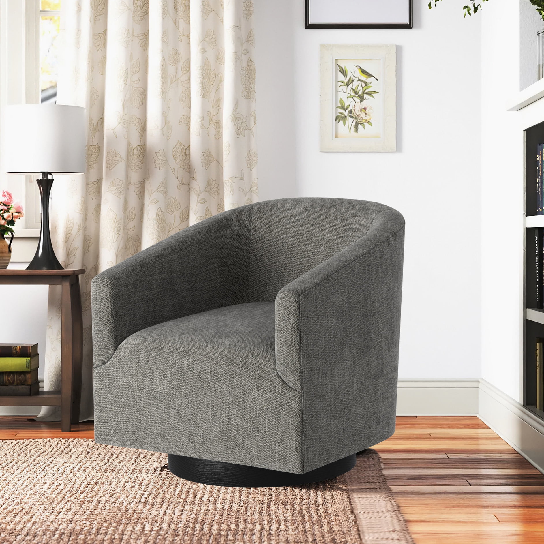 Charcoal Grey Swivel Chair | Enhance Home Decor with Comfort | Solid ...