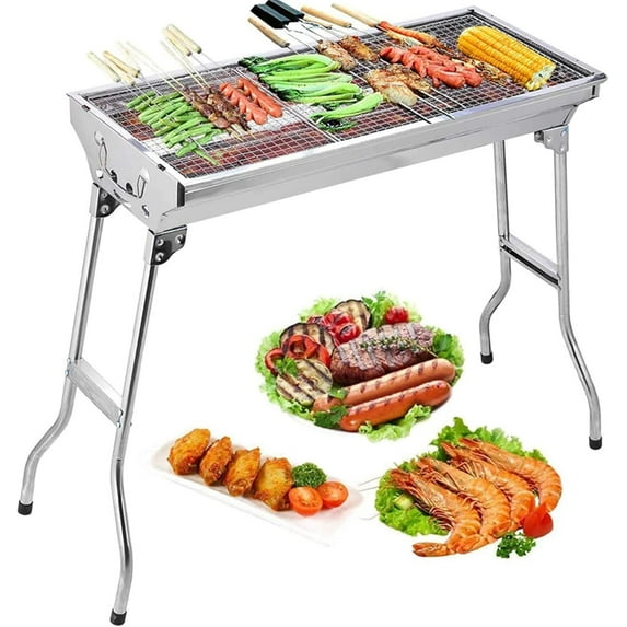 Charcoal Grill, Barbecue Grill Stainless Steel BBQ Smoker Barbecue ...