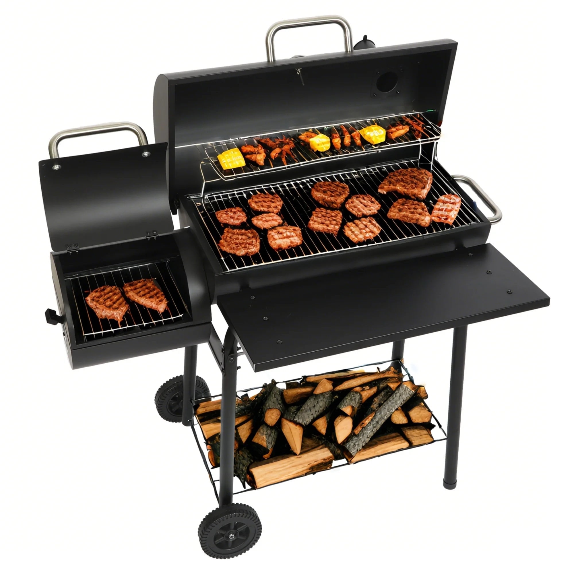 Avger Charcoal Grill Offset Smoker - Outdoor Portable Barrel BBQ Smoker ...