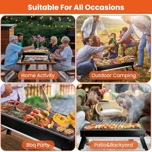 Charcoal Grill,Portable Folding BBQ Grill for Outdoor,Stainless Steel ...