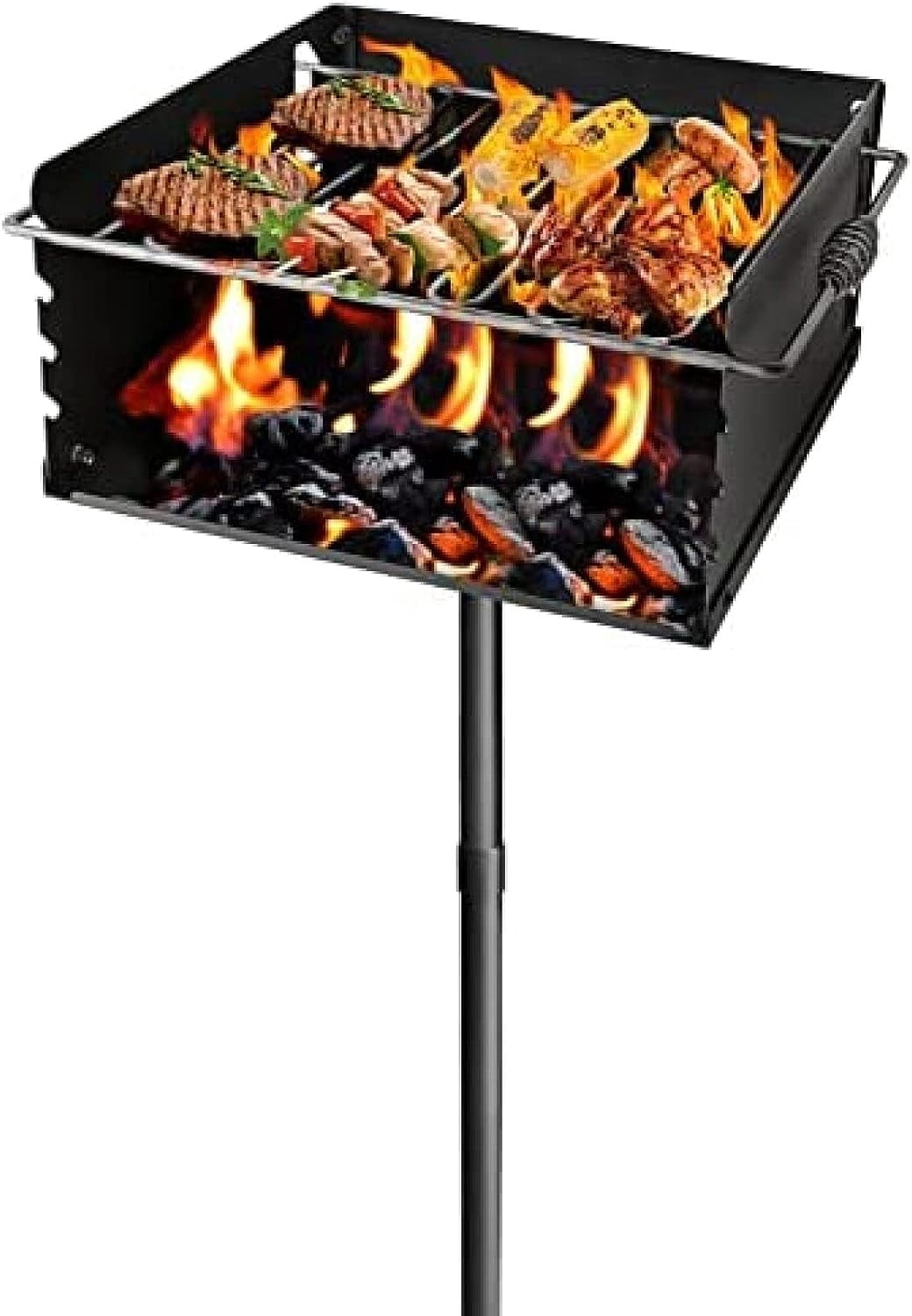 Charcoal Grill With Grate, Single Post Carbon Steel 50 Inch Height Pole ...