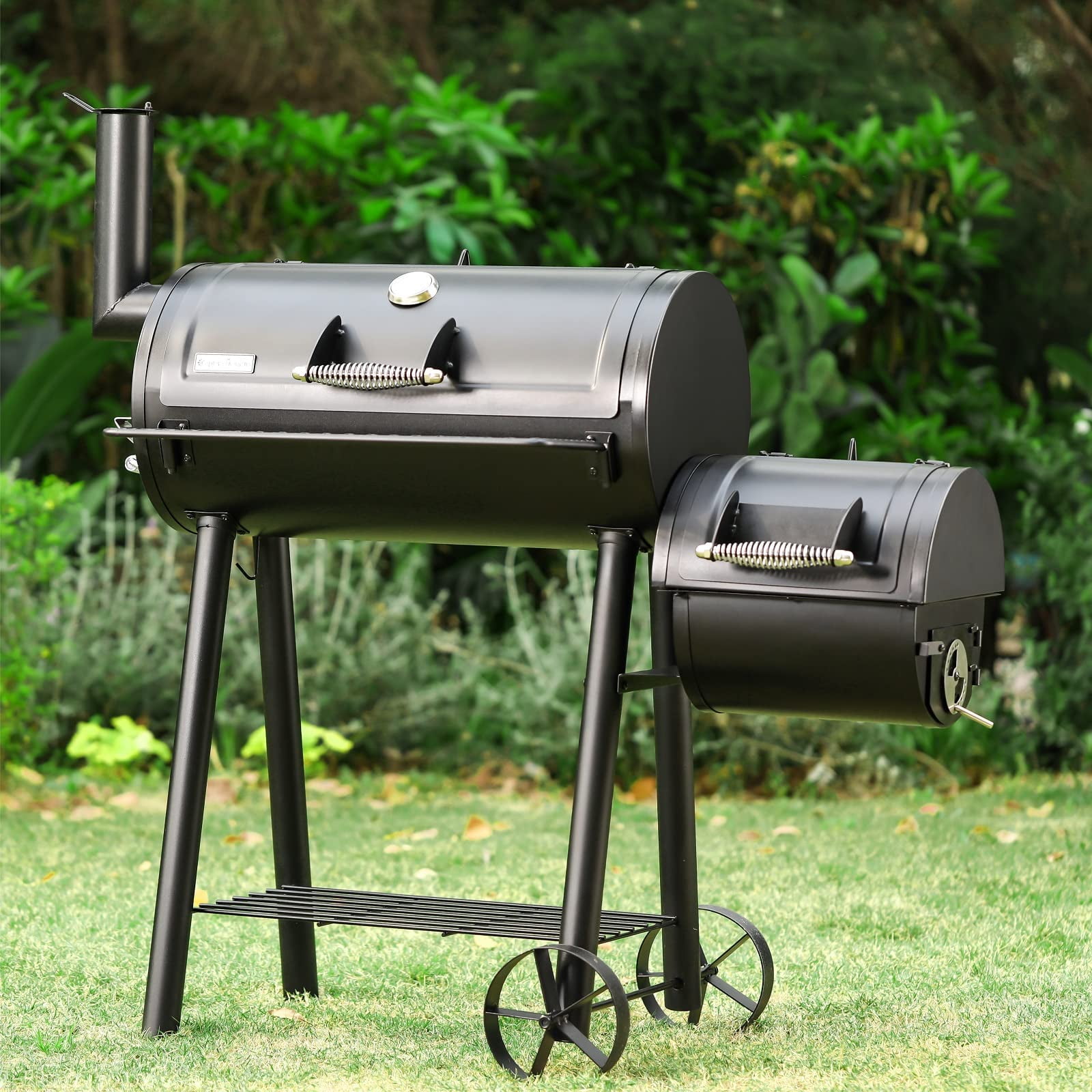 Offset Smoker Charcoal Grill, 512 Square Inches Porcelain-Enameled ...