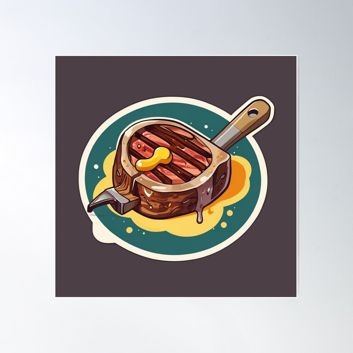 Charcoal Grilled Ribeye Steak Poster Wall Art, Modern Wall Decor For ...