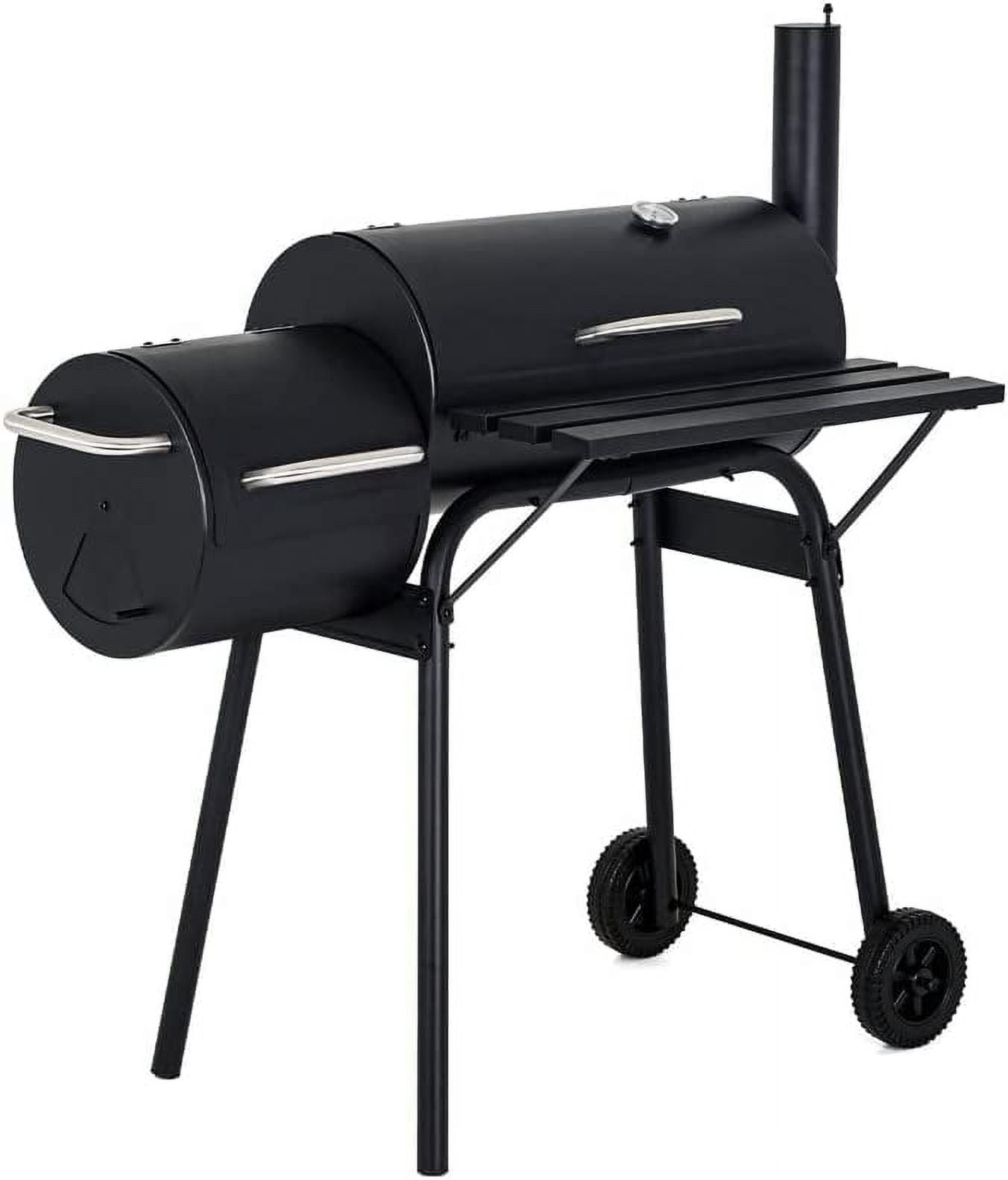 Charcoal Grills, MGHH Portable Charcoal Grill with 2 Wheels Side Fire Box, Small BBQ Oven Offset ...