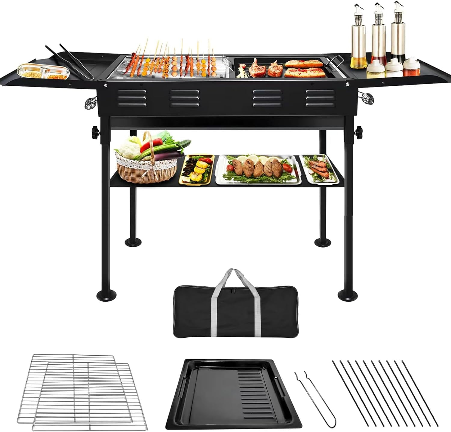 Charcoal Grills Portable BBQ Griddle, Foldable Kabob Barbecue with ...