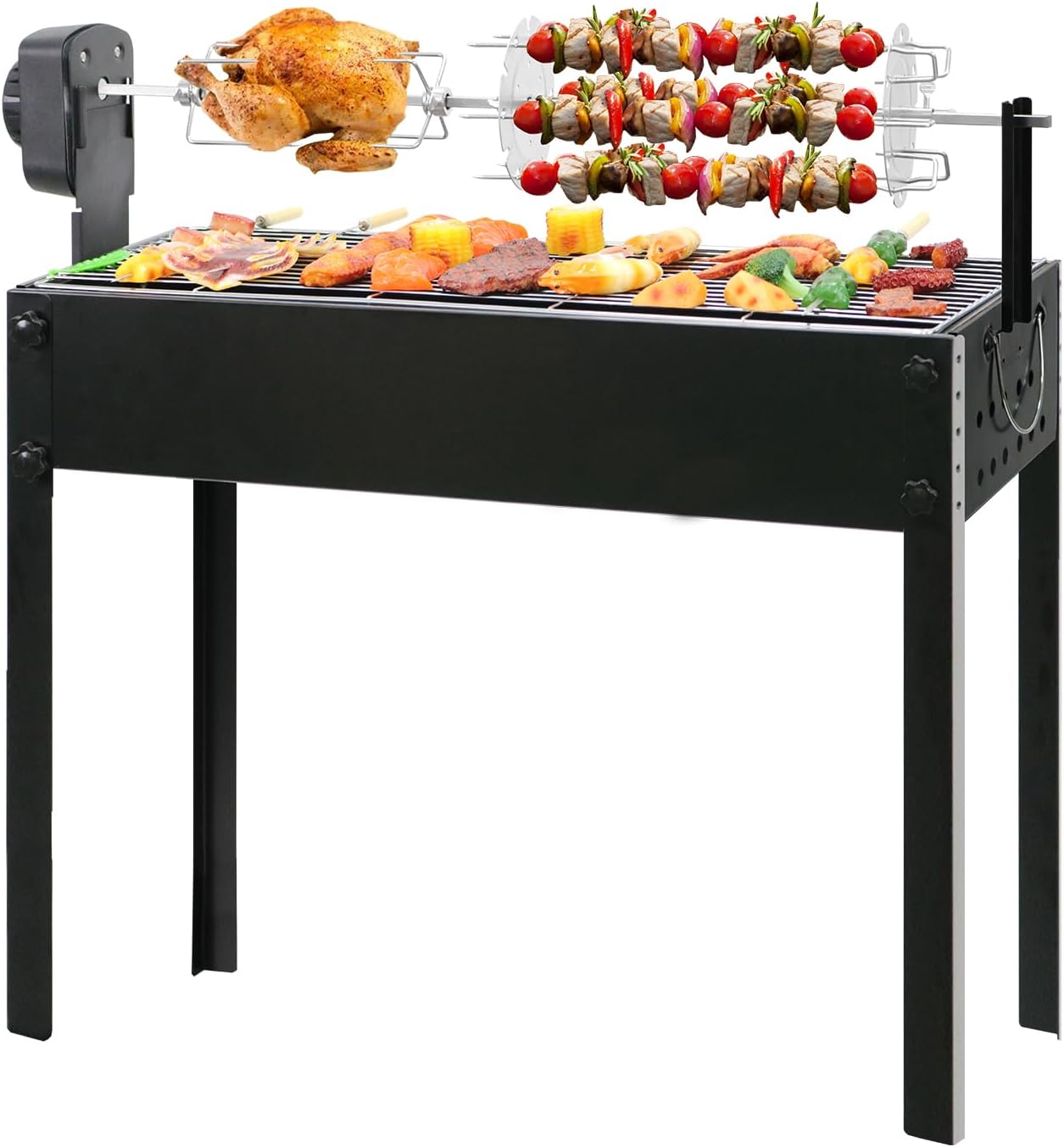 Charcoal Grills Portable Rotisserie Grill Roaster with Motor, BBQ Lamb ...