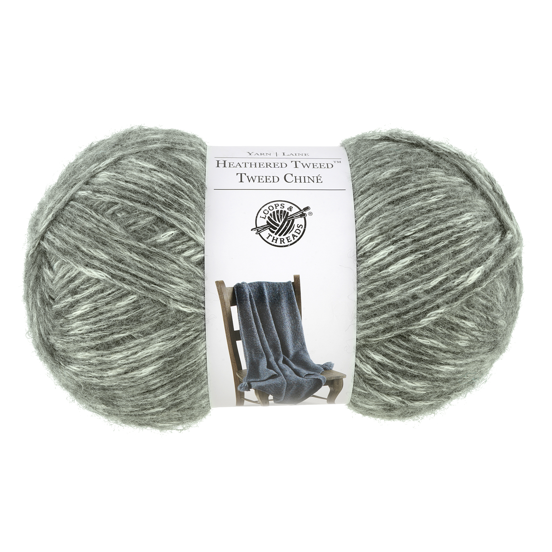 Charcoal Heathered Tweed Yarn by Loops & Threads – Light Weight Yarn for Knitting - Crochet ...