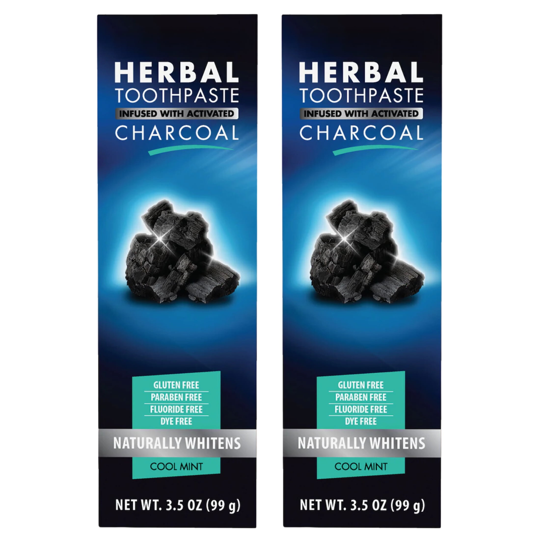 Charcoal Infused Herbal Toothpaste 3.5 oz Tubes Cool Mint flavor for ...