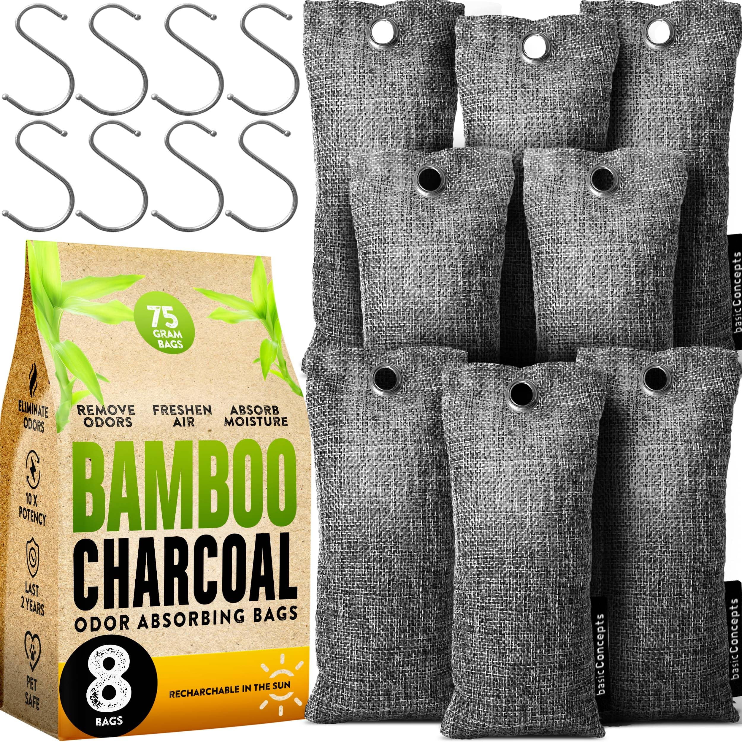 Charcoal Odor Absorber for Strong Odor (Large, 8 Pack, 75g each ...