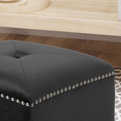 Charcoal Ottoman Stool with Sturdy Frame and Comfortable Cushion for ...