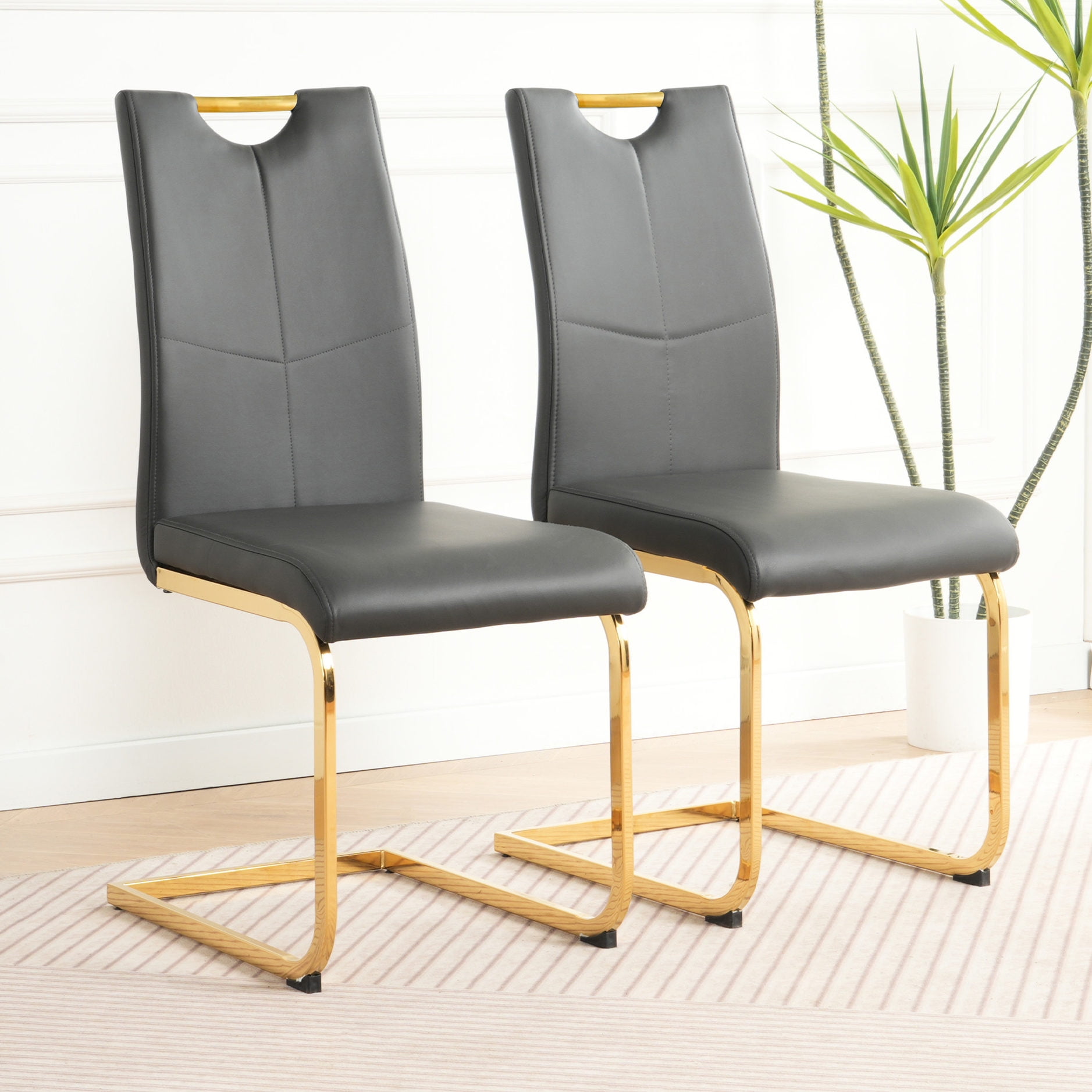 Charcoal PU Chair with AI and Fitting Bags - Set of 2 - Walmart.com